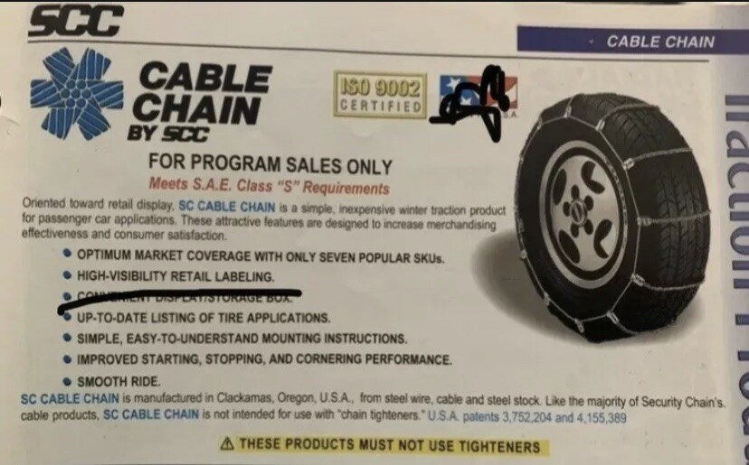 2 *NEW* SCC/PEERLESS P225/60R17 P235/60R17 P235/55R17 P245/50R17 CABLE ...