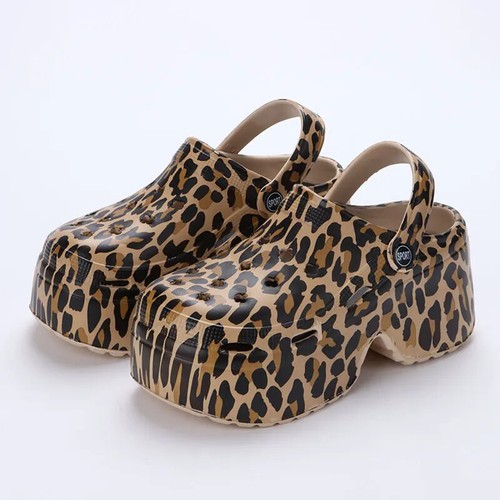 Leopard Thick Bottom Clogs Chunky Platform Sandal Summer High Wedge ...