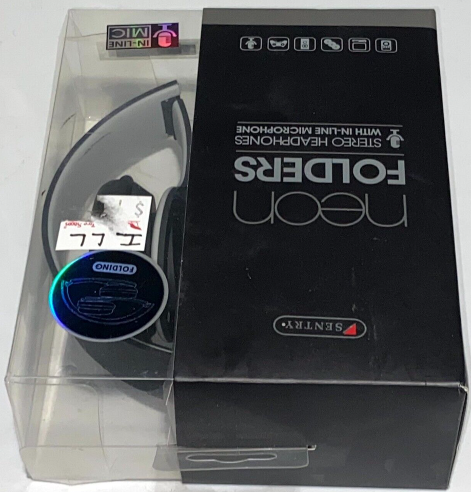 Sentry Neon Folding Headphones With In-Line Microphones Travel Gray ...