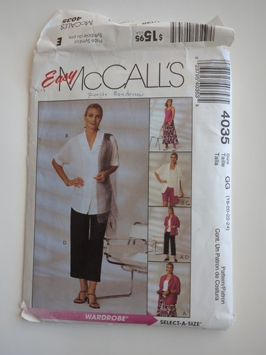 Easy McCall Sewing Pattern 4035 Misses Shirt Top Shorts Size 18-24 ...