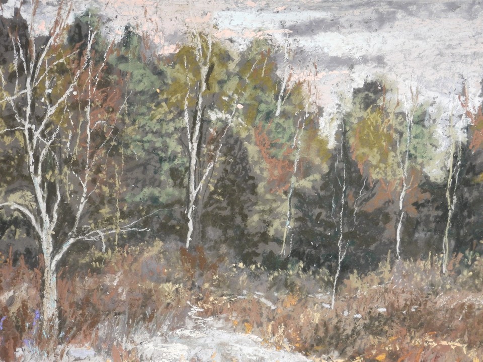 Signed Debbie Osborn New England Winter Snow Scene Pastel Drawing ...