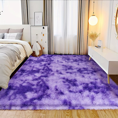 Tie Dye Purple Soft Plush Non-Slip Area Rug for Living Room/Bedroom ...