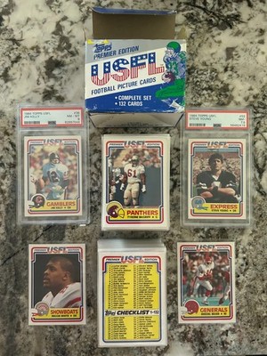 1984 USFL FOOTBALL COMPLETE SET PSA JIM KELLY 8 AND STEVE YOUNG 7.5 ...