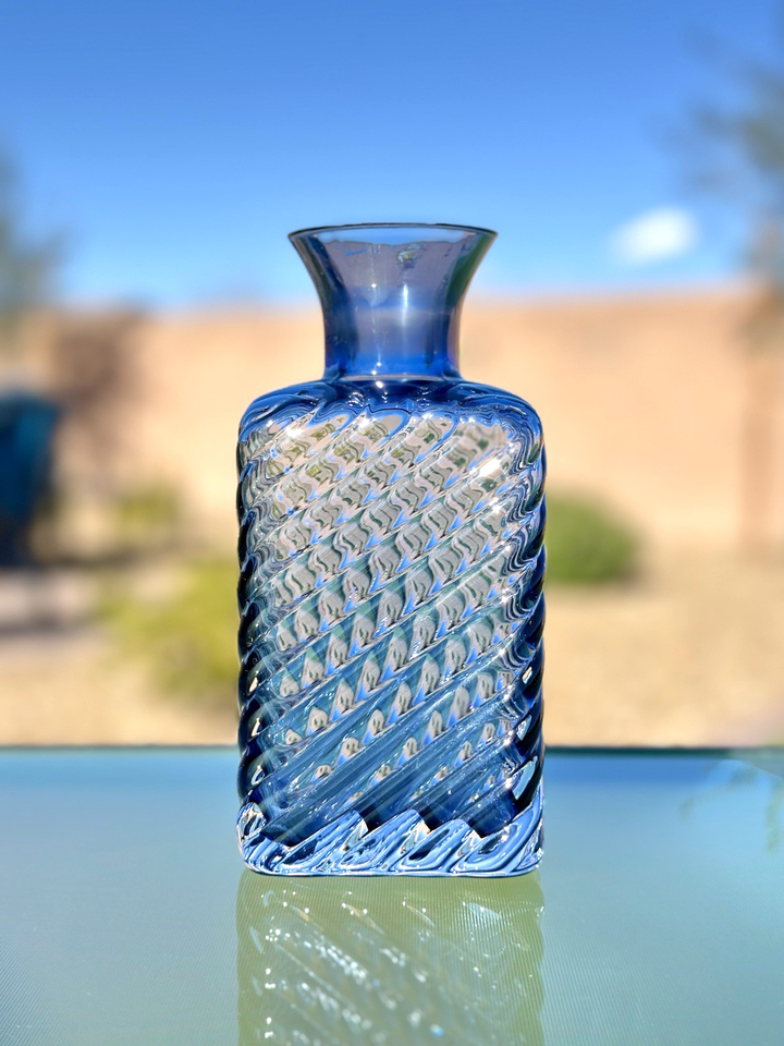 Vintage Mid-MOD Holmegaard Denmark Blue Glass Square Decanter Vase ...