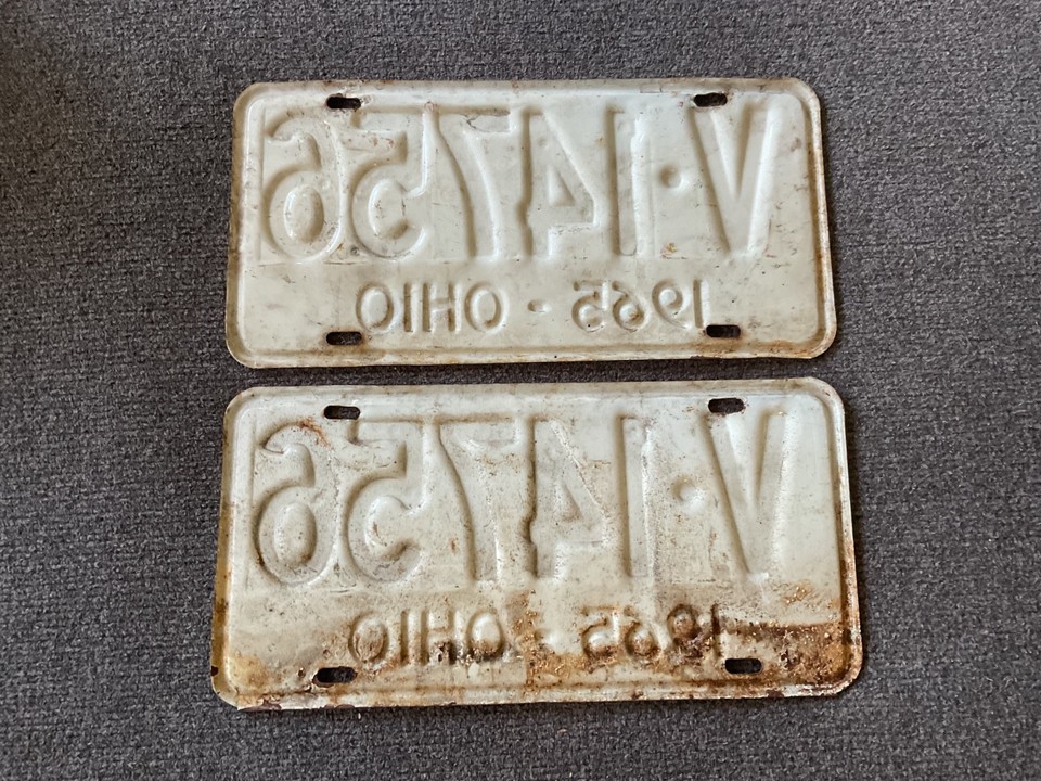 RARE NICE 1965 OHIO LICENSE PLATE PLATES PAIR ALL ORIGINAL MUSTANG ...