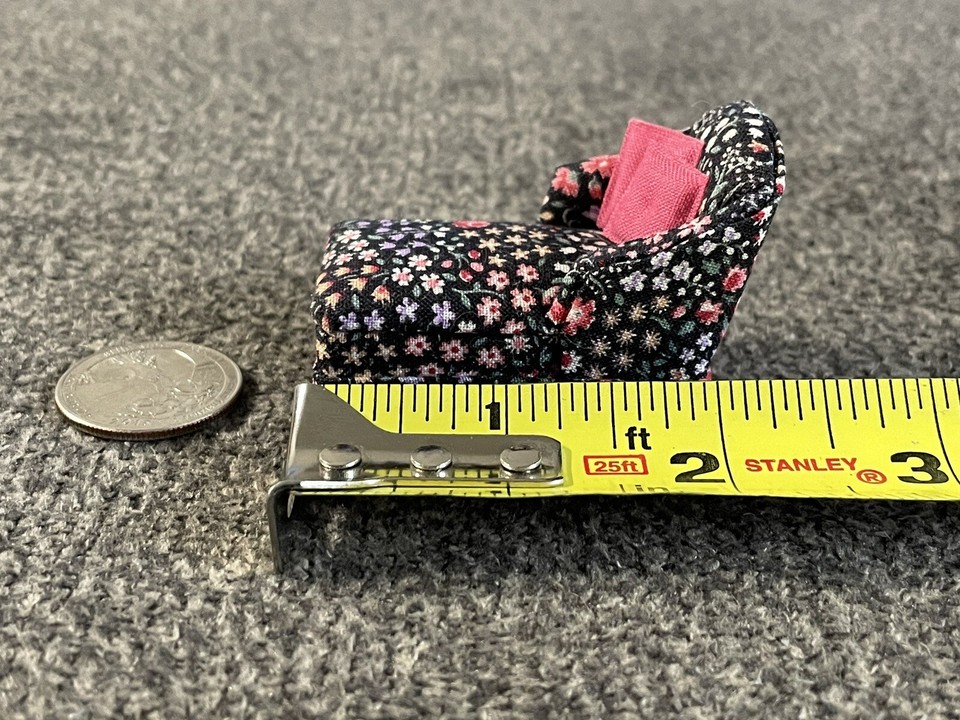 Floral Chaise Lounge Chair w/Table Vintage - d. Anne Ruff - Dollhouse ...