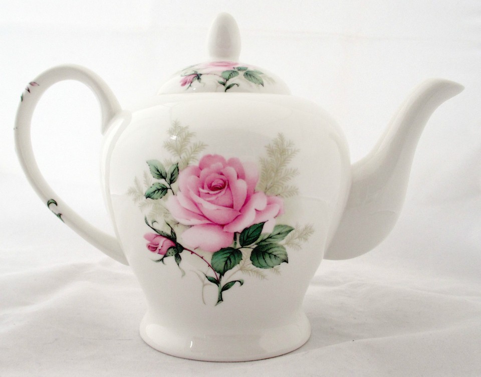Majestic Rose Tea Set for Two Bone China Roses Teapot 2 Cups 2 Saucers ...