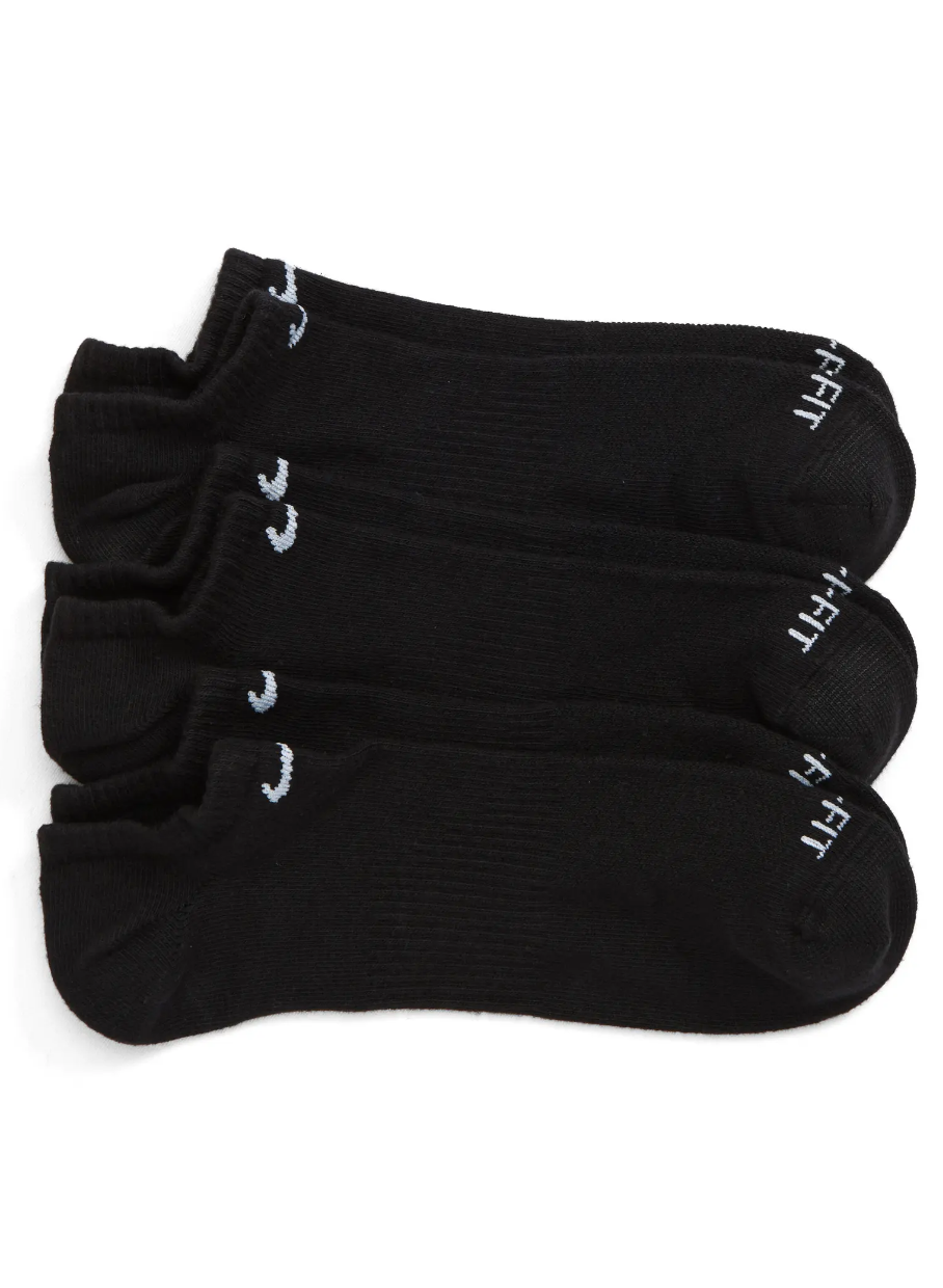 Nike A6549 Unisex Black Dri Fit 3 Pack No Show Socks Size Large ...