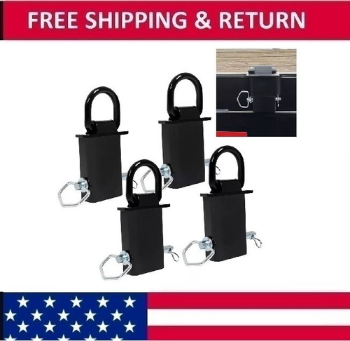 4PCS Heavy Duty 12000 Lbs Removable D-Ring Stake Pocket Powder Coated ...
