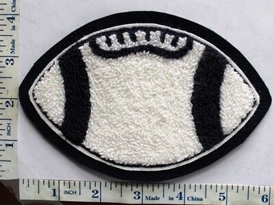 NEW old stock Chenille 4" x 6" Dark Navy White Football Old School ...