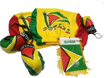 Guyana Headrest Cover Flag, Guyanese Boxing Gloves Mini Banner Keychain ...