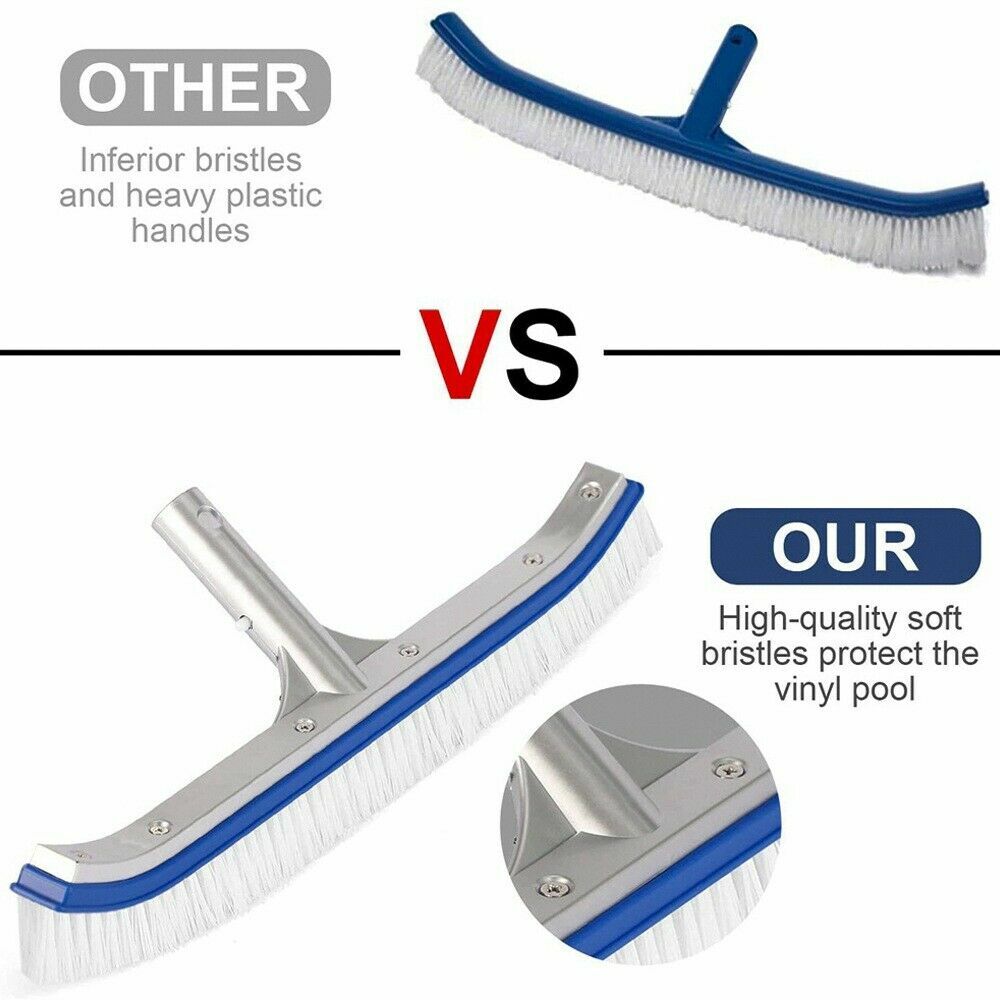 18" Pool Clear Algae Brush Swimming Pool Cleaner Heavy Duty Wall Floor ...