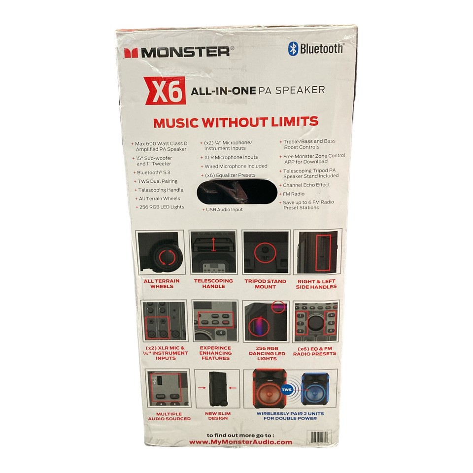 Monster X6 All-in-One PA Bluetooth Speaker System | eBay