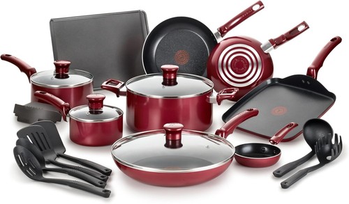 T-fal Essence, 20 Piece Non-Stick pots and pans Cookware Set, Red | eBay