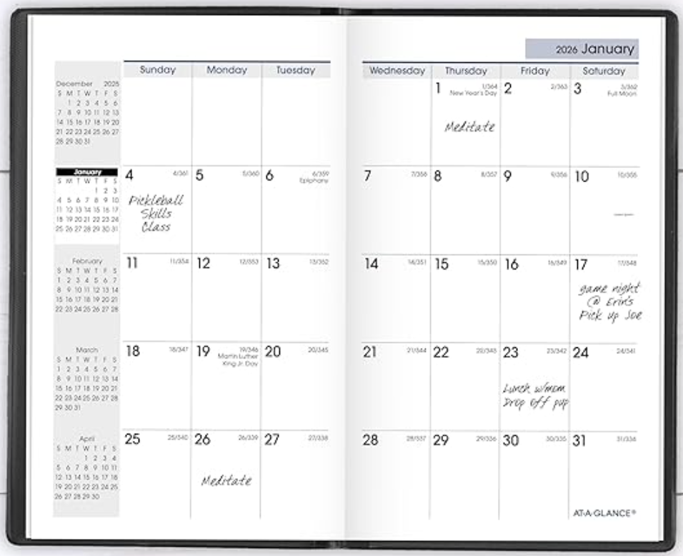 At-A-Glance 2026 Monthly Planner Calendar Black SK53-00 Pocket Size 6 x ...