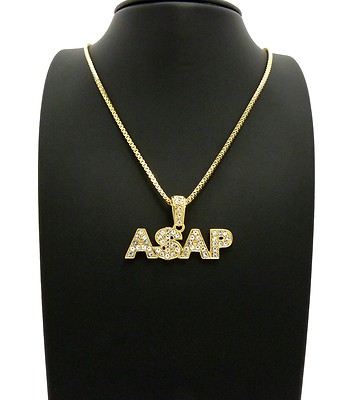 Hip Hop Stone Filled ASAP Pendant 24" Various Chain Fashion Necklace ...