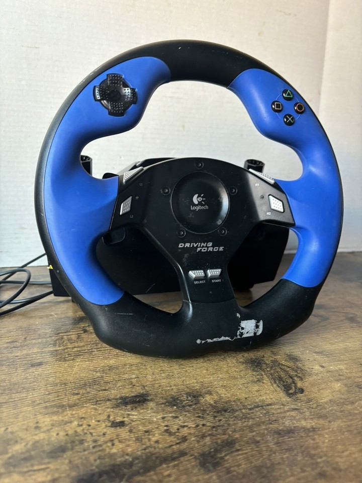 LOGITECH Driving Force Feedback *WORKING* E-UC2 Steering Wheel for PS2 ...