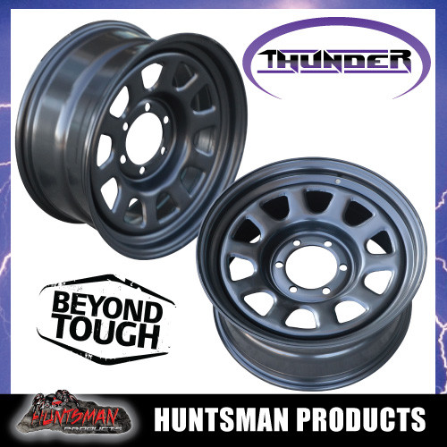 17X8 6 Stud Black "D Hole" Thunder Steel Wheel Rim +20 Offset 6/139.7 ...