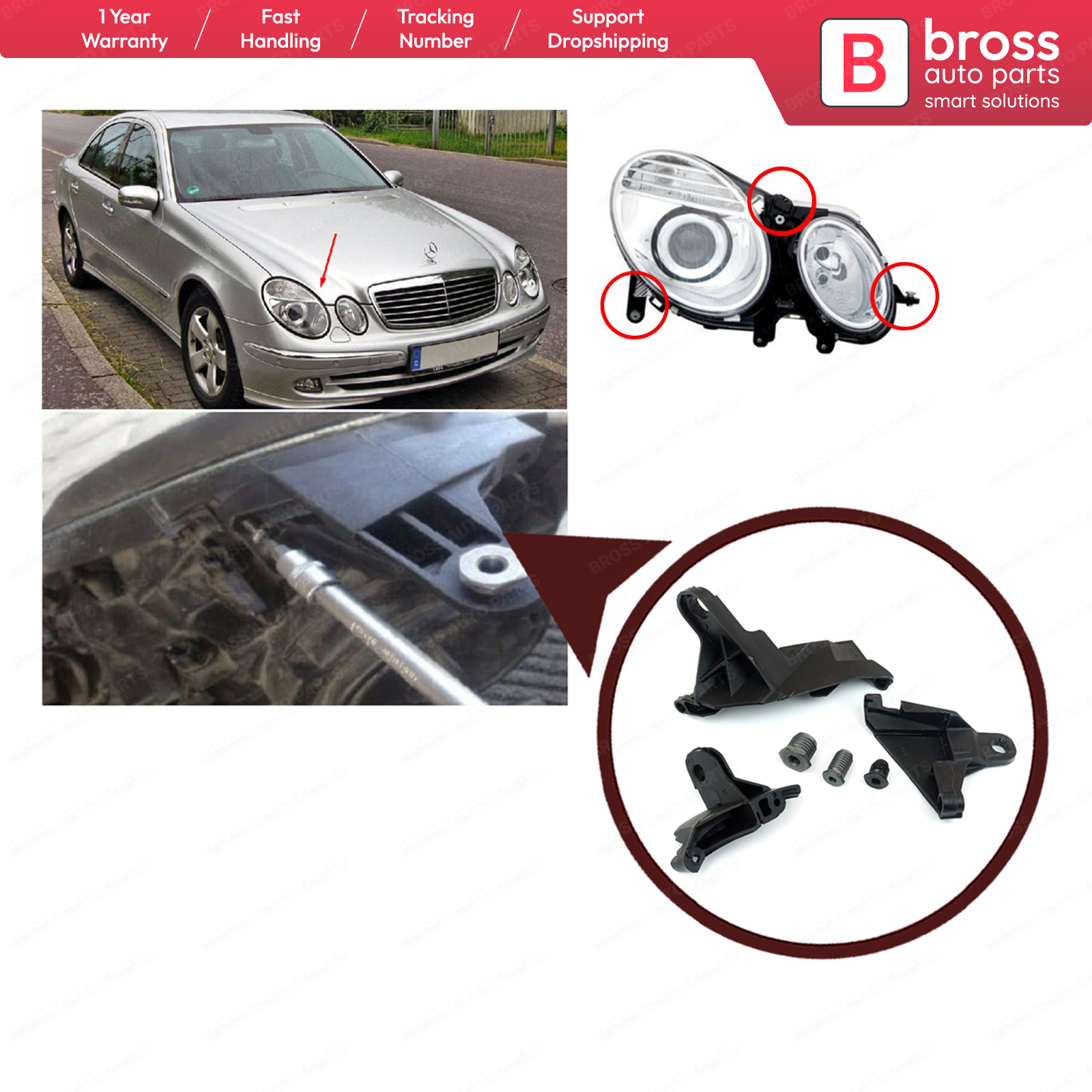 Headlight Headlamp Bracket Tabs Right A2118201414 for Mercedes E Class ...