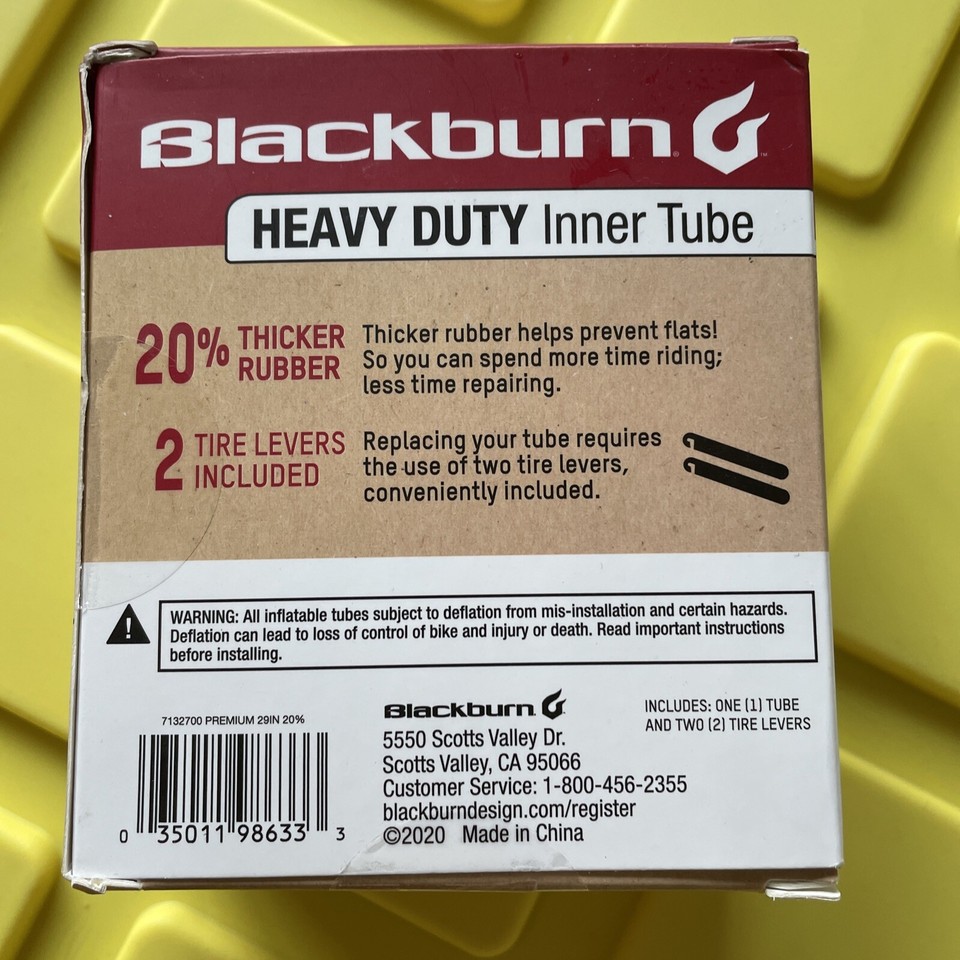 Blackburn Heavy Duty 29 Inch Bicycle Inner Tube W/Tire Levers, Schrader ...