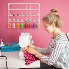 32-Spool Wall-Mounted Metal Sewing Thread Rack Holder with Hanging ...