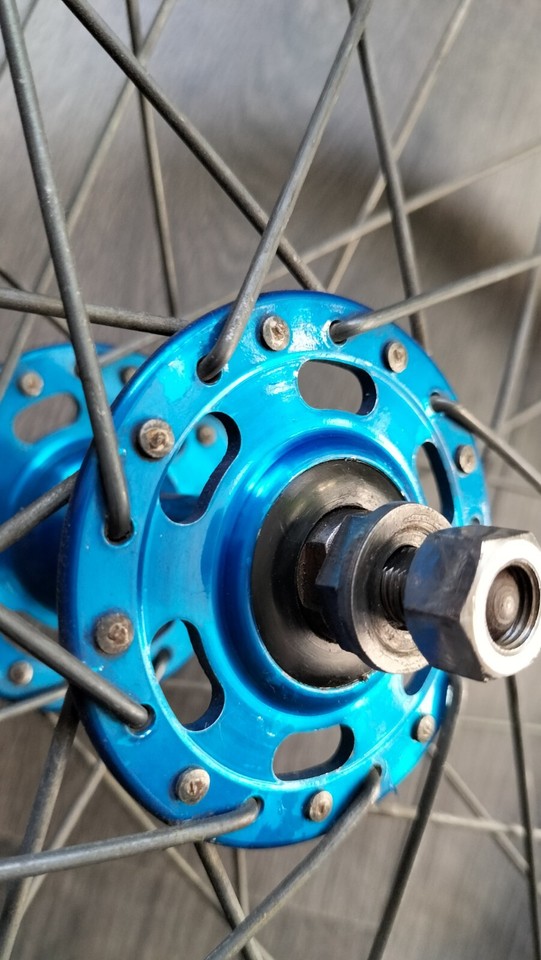 SUMO BLUE Old school VINTAGE BMX WHEELS WITH SR HIGH FLANGE HUBS 20X1 ...