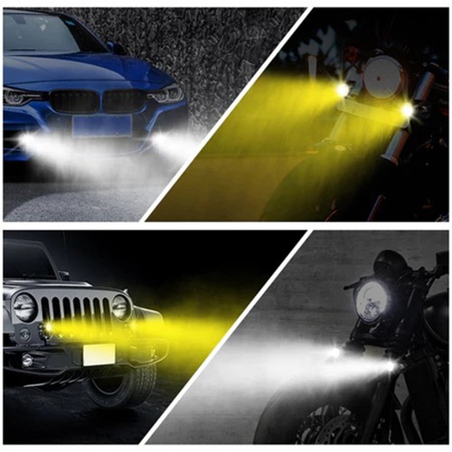 2pcs LED Motorcycle Spotlights White Yellow 40W High Brightness Lights ...