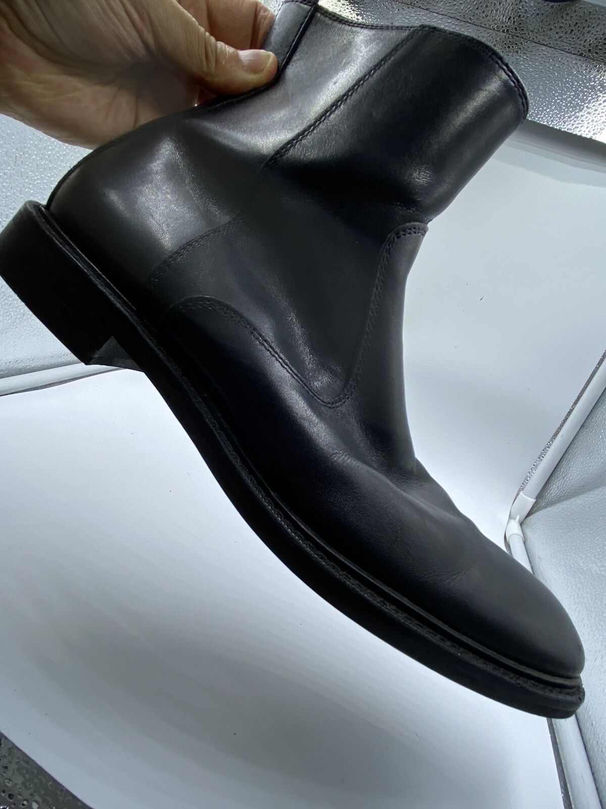 GORDON RUSH Leonard Leather Chelsea Ankle Boots Side Zipper Black USA 8 ...