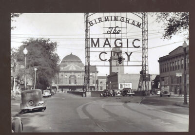 REAL PHOTO BIRMINGHAM ALABAMA TRAIN STATION MAGIC CITY SIGN POSTCARD ...