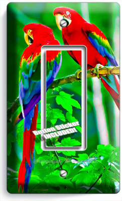TROPICAL MACAW PARROTS LOVE BIRDS 1 GANG GFCI LIGHT SWITCH WALL PLATE ...