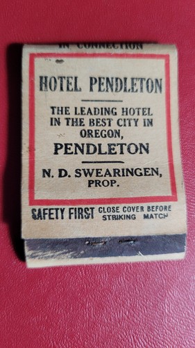 1920's Hotel Pendleton Oregon "Safety First" Diamond Matchbook Matchcover | eBay