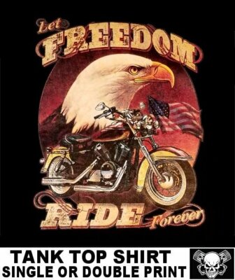 LET FREEDOM RIDE FOREVER MOTORCYCLE RIDER V-TWIN EAGLE BIKER SKULL TANK ...