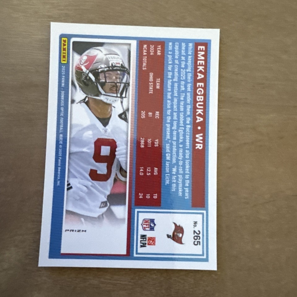2025 Donruss Optic Emeka Egbuka #265 Blue Hyper Rated Rookie RC ...