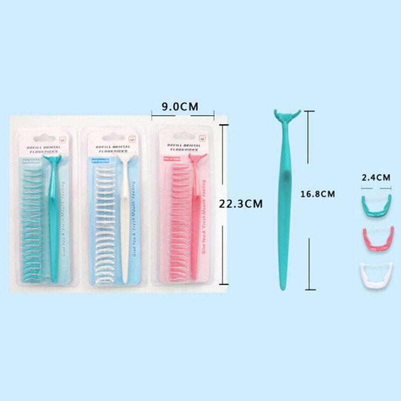 20pcs Floss Head+1pc Handle Brush Dental Floss Head Replaceable Teeth ...