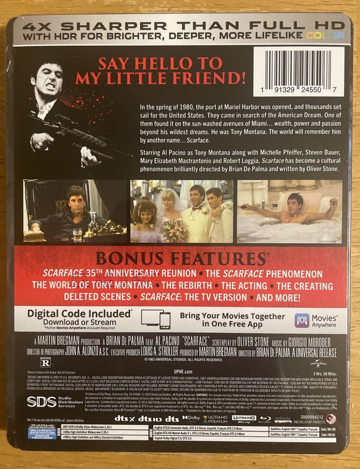 SCARFACE - 40TH ANNIVERSARY EDITION (4K UHD + BLU-RAY + DIGITAL ...