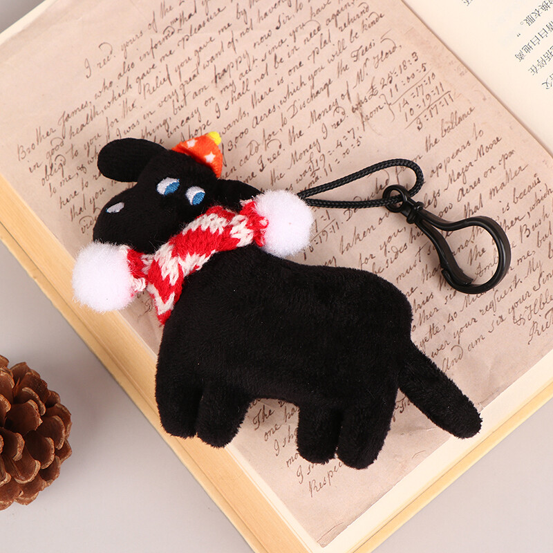 Plush Black Dog Car Keychains Girls Backpack Pendant Puppy Doll DIY ...