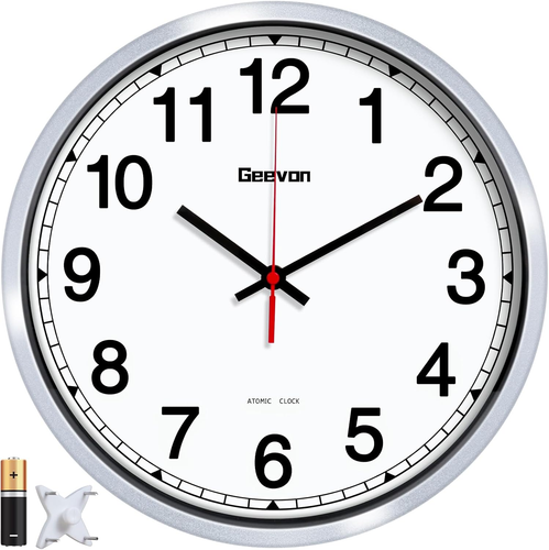12 Inch Atomic Wall Clock - Self-Setting Analog Clock with Automatic ...