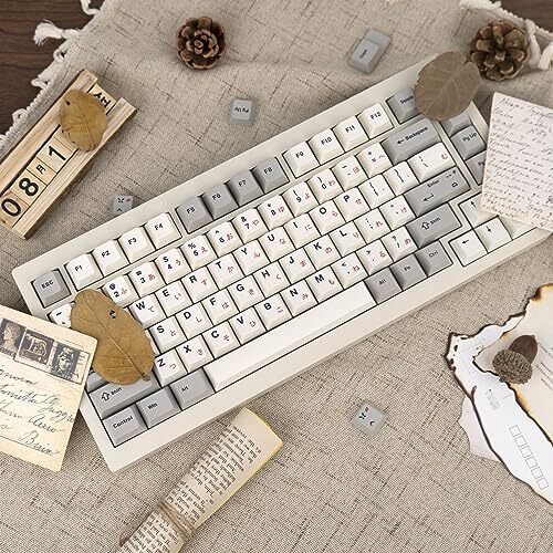124 Keys Retro Japanese Keycaps Set Ash Grey PBT Cherry Profile Keycaps Custo... 763715904284| eBay