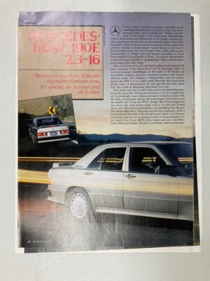 M166 Mercedes-Benz B&W Road Test 1986 Mercedes 190E 4 pages Aug 1986 | eBay