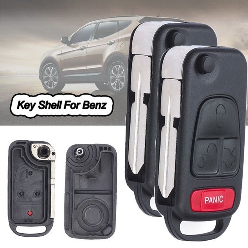 2 Flip Remote Key Case Shell Fob 4Button for Mercedes-Benz SL500 S420 ...