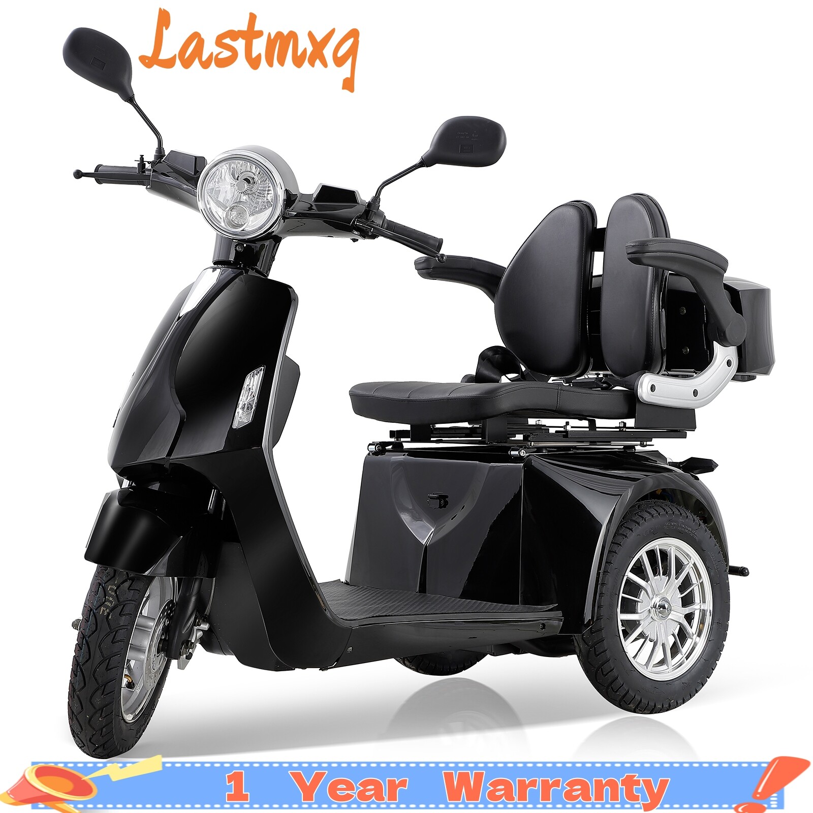 Black 3-Wheel Heavy Duty Mobility Scooters 25 Miles 3-Speed 800W 350lbs ...