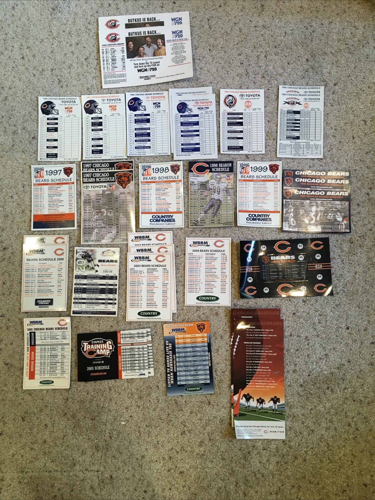 Lot Of 33 NFL Chicago Bears Magnet Schedules 1992 to 2008 | eBay