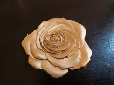 Handmade - Hand-painted - Furniture Applique - Resin Flower - Gold Rose ...
