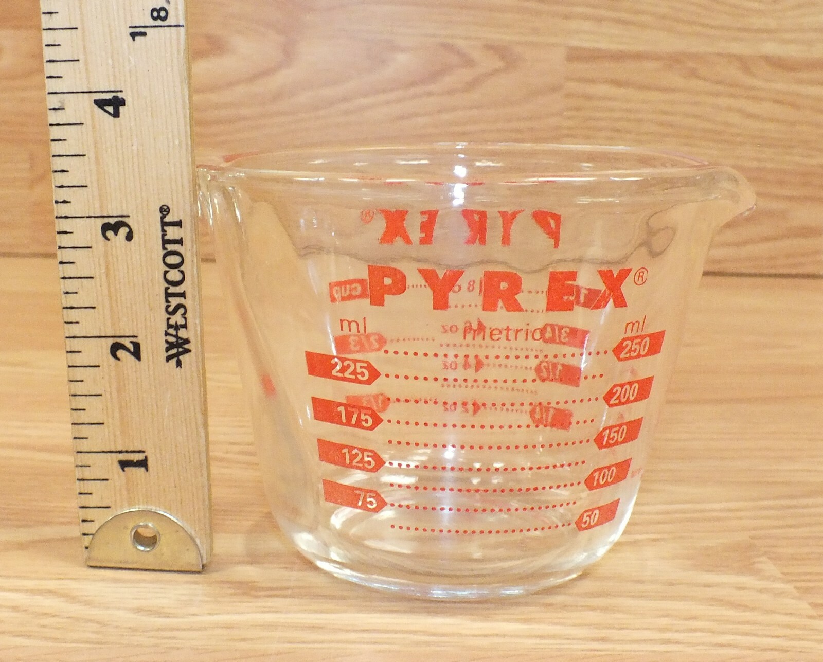 Pyrex Clear Glass 1-Cup Measuring Cup With Red Measurements - Open ...