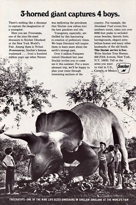 1965 SINCLAIR Dinoland ~ Triceratops Dinosaur at World's Fair ~ VINTAGE ...