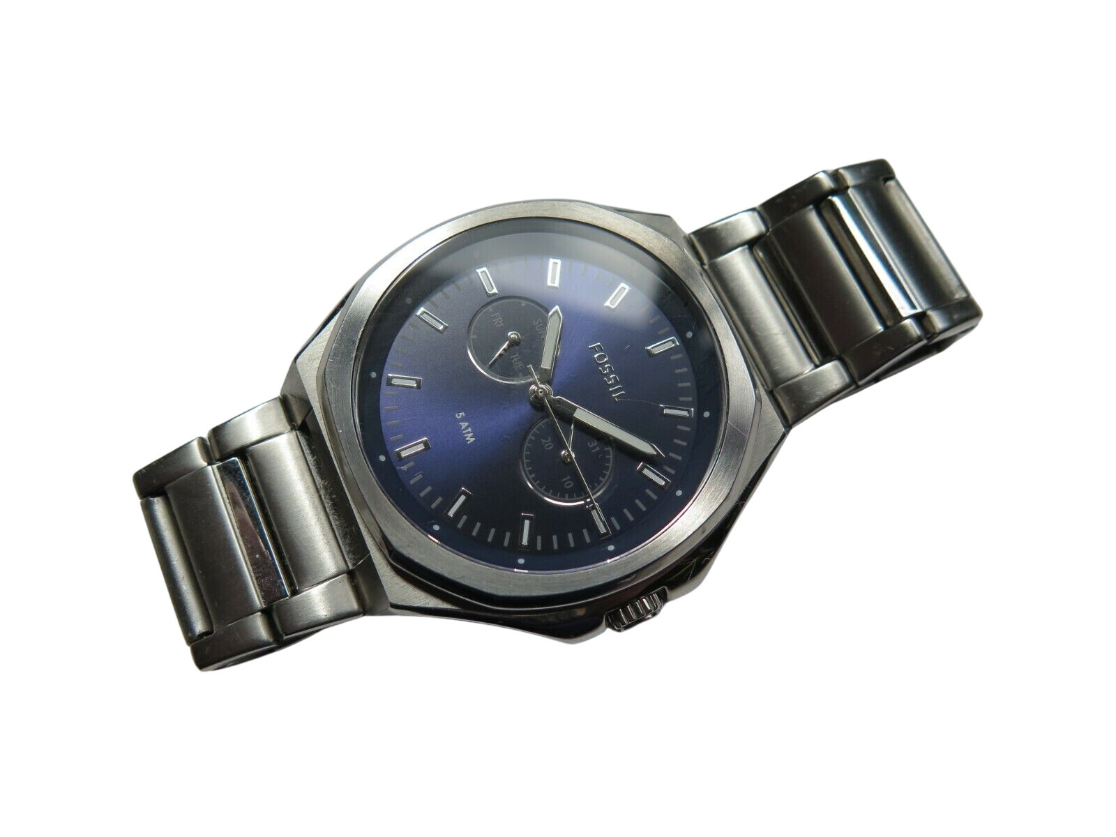 AUTHENTIC FOSSIL EVANSTON SILVER BLUE CHRONOGRAPH BQ2610 MEN'S WATCH ...