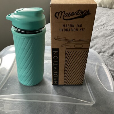 MASONTOPS MASON JAR HYDRATION KIT GLASS WATER BOTTLE INSULATING SLEEVE ...