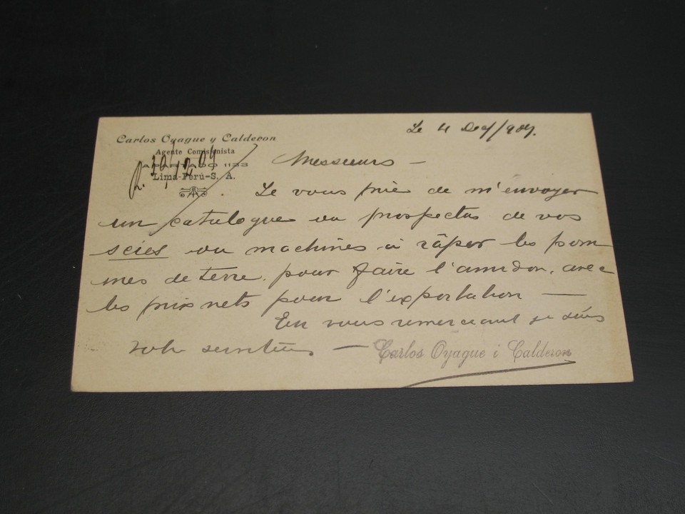 Peru 1909 postal card to germany toning *7059 | eBay