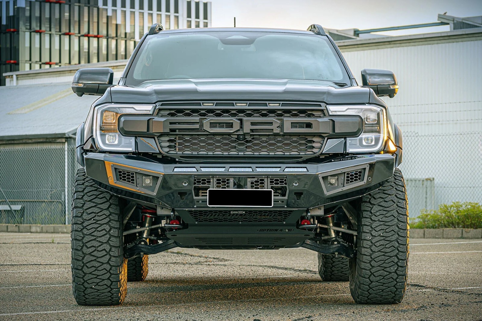 Option V1 Black Premium Steel Bull Bar to suit Next Gen Ford Ranger ...