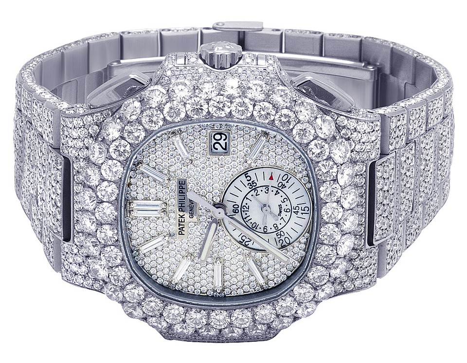 New Mens Patek Philippe Nautilus 5980/1A-019 Steel VVS Diamond Watch 35 ...